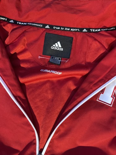 Adidas Nebraska Football Team Performance Coat/jacket Double Embroider ...