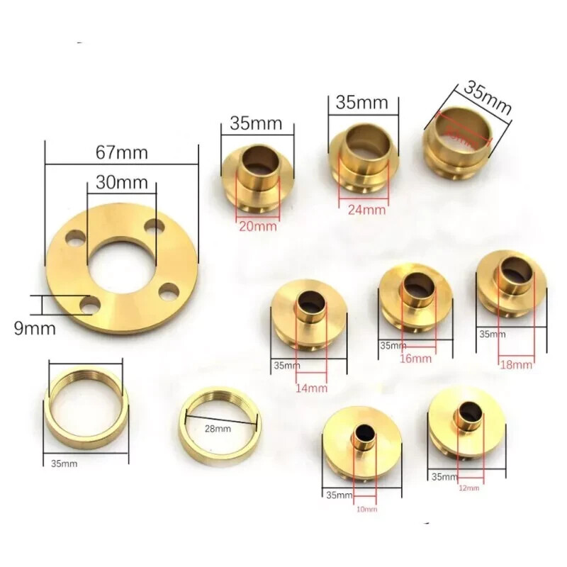 Brass Template Router Guides Kit with Lock Nut Adapter Guide Bushing ...