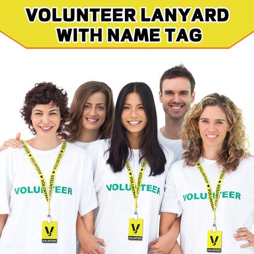 25 Pack Volunteer Lanyard with PVC Plastic Card Pass Volunteer Badges ...