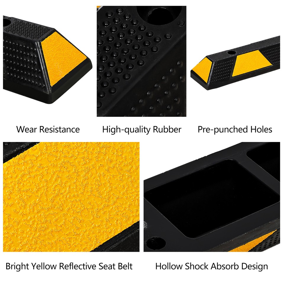 2pcs 72" Rubber Parking Curb Heavy Duty Parking Lot Stopper Truck Floor ...