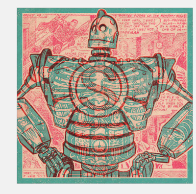 The Iron Giant Anaglyph Animated Cartoon Poster Giclee Print Art 12x12 ...