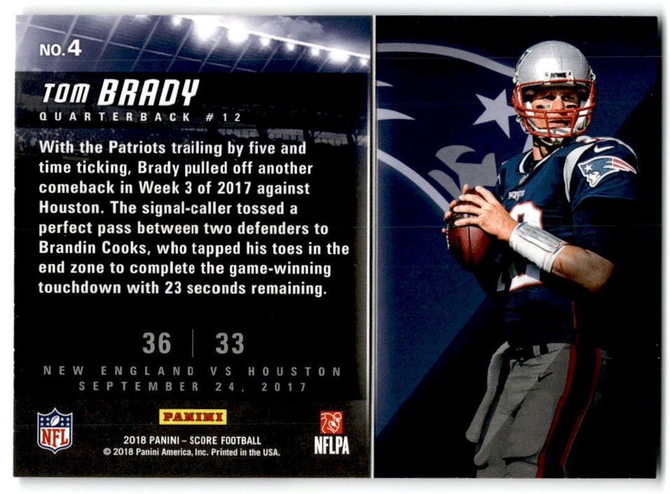 2018 Score #4 Tom Brady Scoreboard New England Patriots | eBay