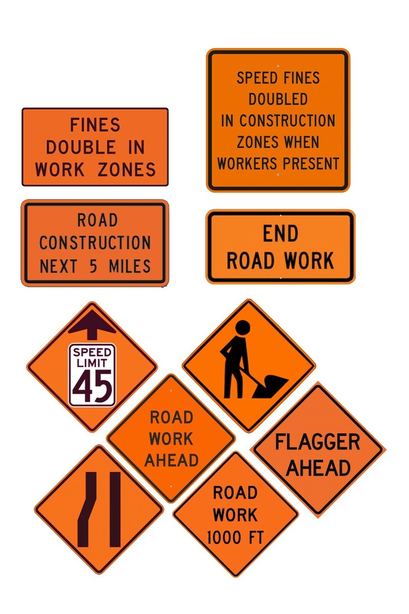 Construction Road Signs 1:50 Scale Model Car Road Work Construction