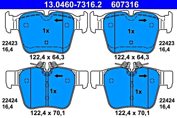 ATE Disc Brake Pad Set For MERCEDES Glc A205 C205 C253 S205 W205 ...