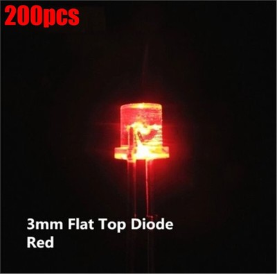 200Pcs F3 3Mm Flatled Red Super Bright Wide Angle Leds Lamps nq | eBay