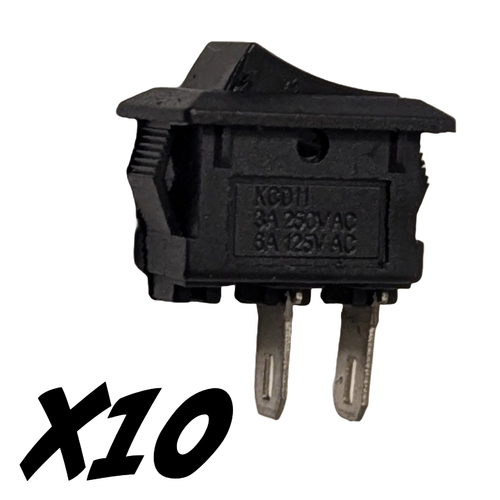 10PCS Mini Rocker Switch 2 Pin ON-OFF SPST 125VAC/6A 250VAC/3A Black ...