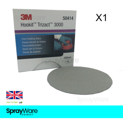 3M Trizact 3000 Wet or Dry 150mm 6" Hookit 50414 Sanding Disc Single 1 ...