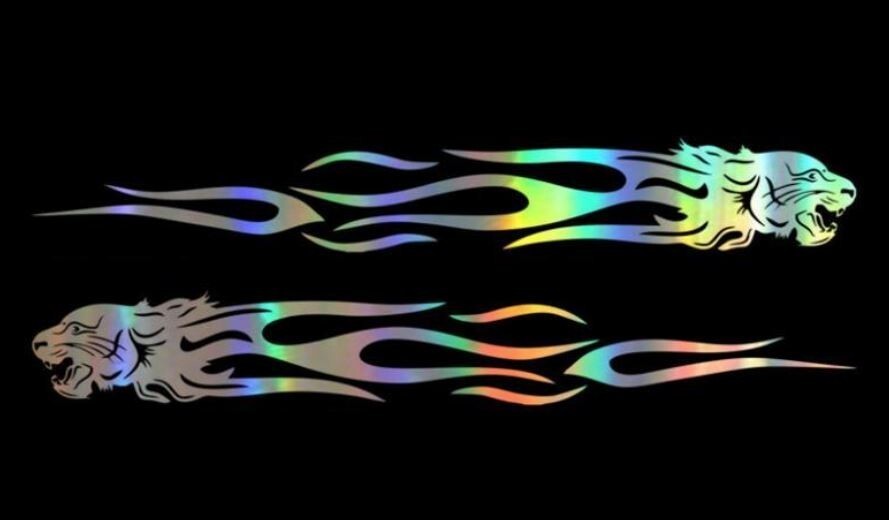 2Pcs Tiger Flame Totem Car Motorcycle Creative Decals Stickers ...