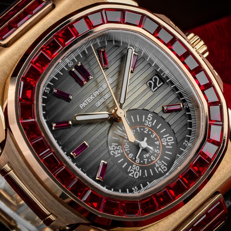 Patek Philippe Nautilus Rose Gold Brown Dial Ruby 5980/12R Rare ...