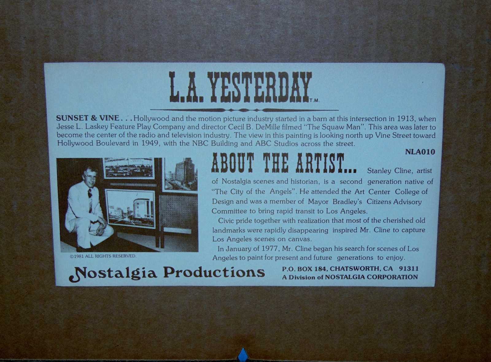 Signed Lithograph Stan Cline Sunset & Vine NBC Building LOS ANGELES CA ...