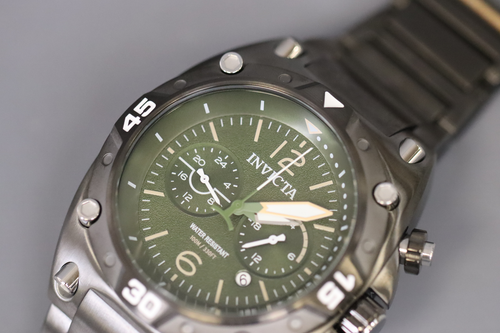 INVICTA Aviator Men 50mm Stainless Steel Gunmetal Green dial VD31 ...