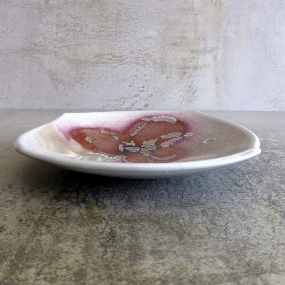 Vintage Bev Butler Small Pottery Plate NSW Australia Asymmetric Pink ...