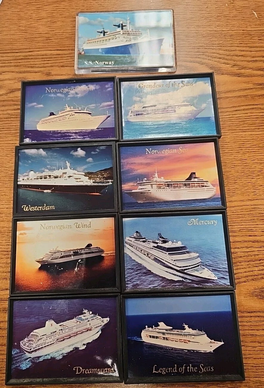 Vintage LOT OF 9 CRUISE SHIP Fridge Magnets 3.5 X 2.5 Norwegian Royal ...
