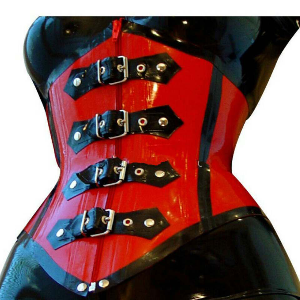 Real Natural Latex Rubber 1.2mm Under Bust Catsuit Suit Lace Up Buckle ...