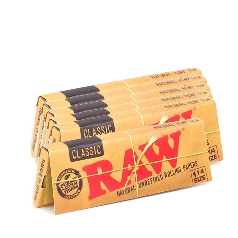 😎 24 X 1 1/4 1.25 RAW CLASSIC NATURAL UNREFINED ROLLING PAPERS 1.25 ...