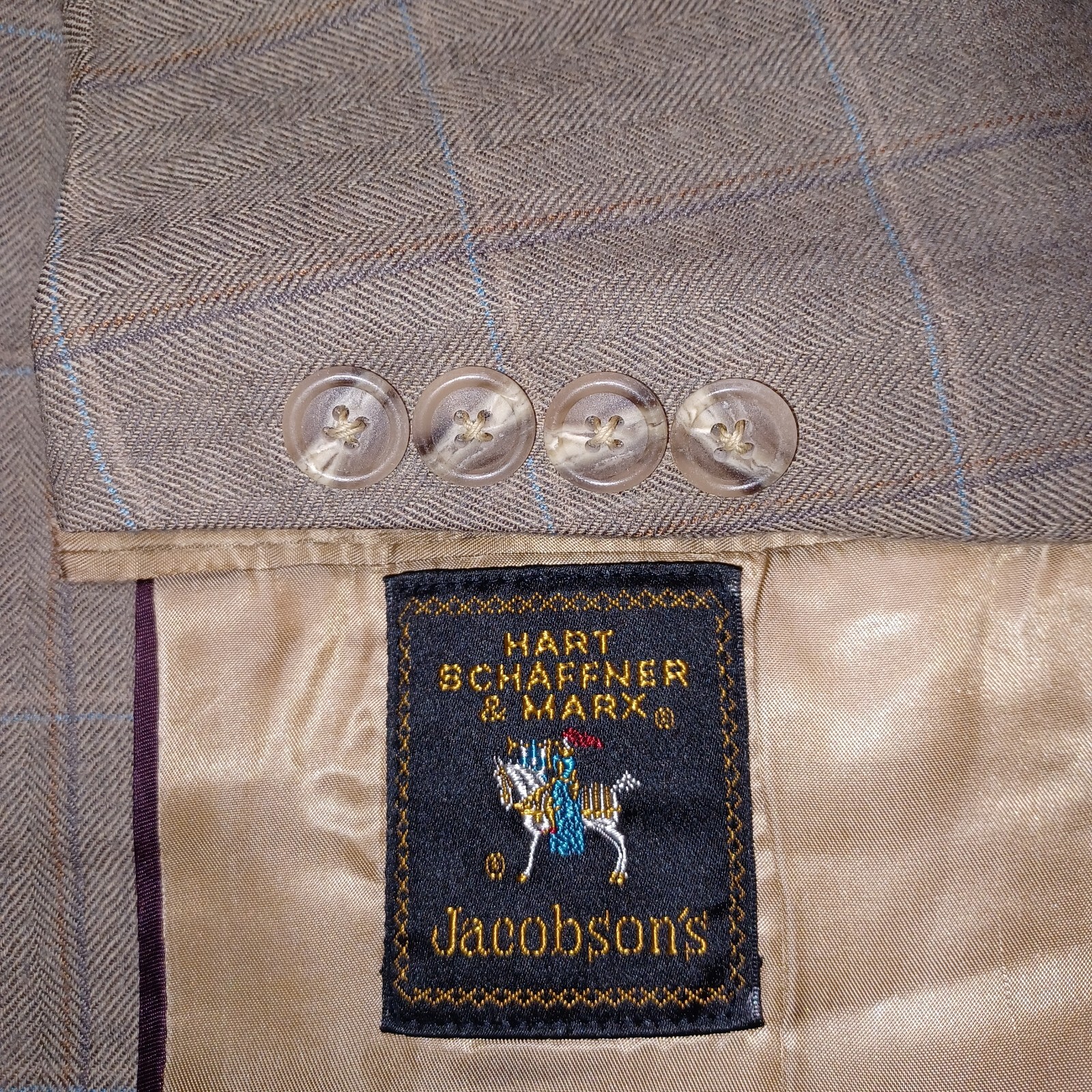 HART SCHAFFNER MARX Blazer Mens 42R Beige Suit Jacket Sport Coat ...