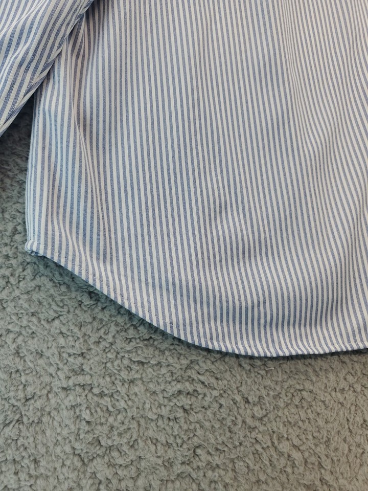 Elliot Mulryan Luxury Dress Shirt Men’s XXL White Blue Stripe Long ...