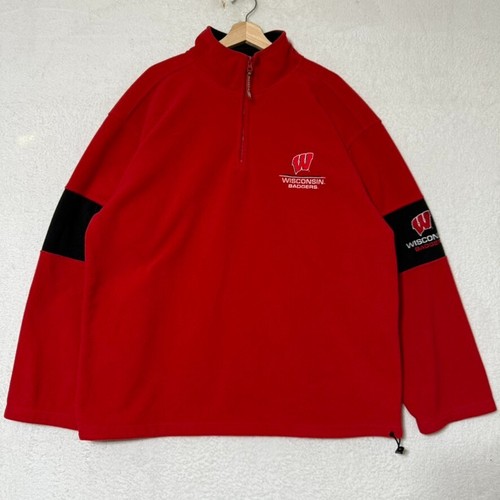 Wisconsin Badgers Double Sided Fleece Pullover XL Red 1/4 Zip NCAA ...