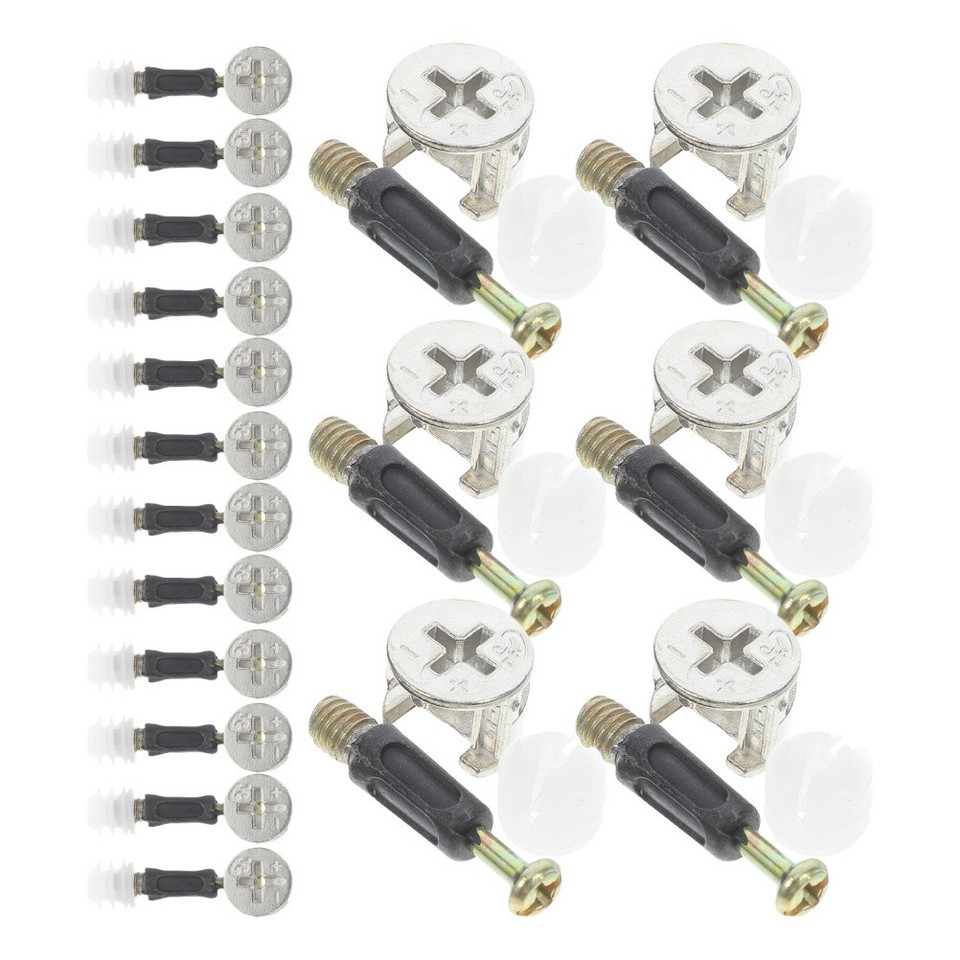 24 Sets Furniture Connector Kit Fixing Screws Cabinet Bolt Dowels ...
