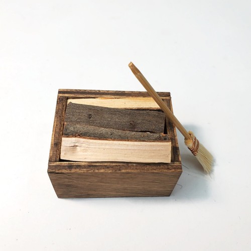 Vintage Dollhouse Miniature Wood Box With Mini Logs And Whisk Broom | eBay