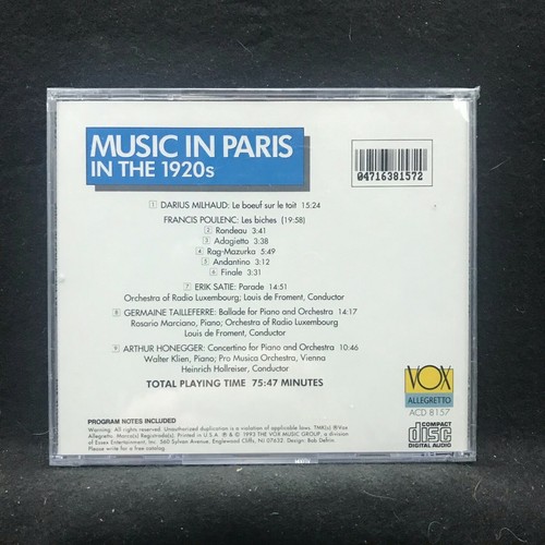 Music in Paris in the 1920s (CD, Vox) for sale online | eBay