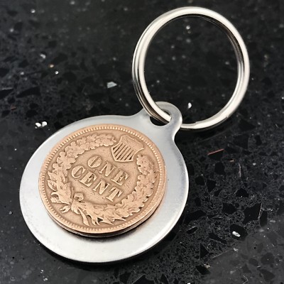 Stainless Steel Key Chain w/ Antique 100 Year Old Penny 1 Cent F05 | eBay