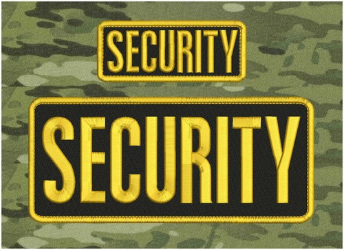 SECURITY EMB PATCH 4X10 AND 2X5 HOOK ON BACK BLACK/GOLD | eBay
