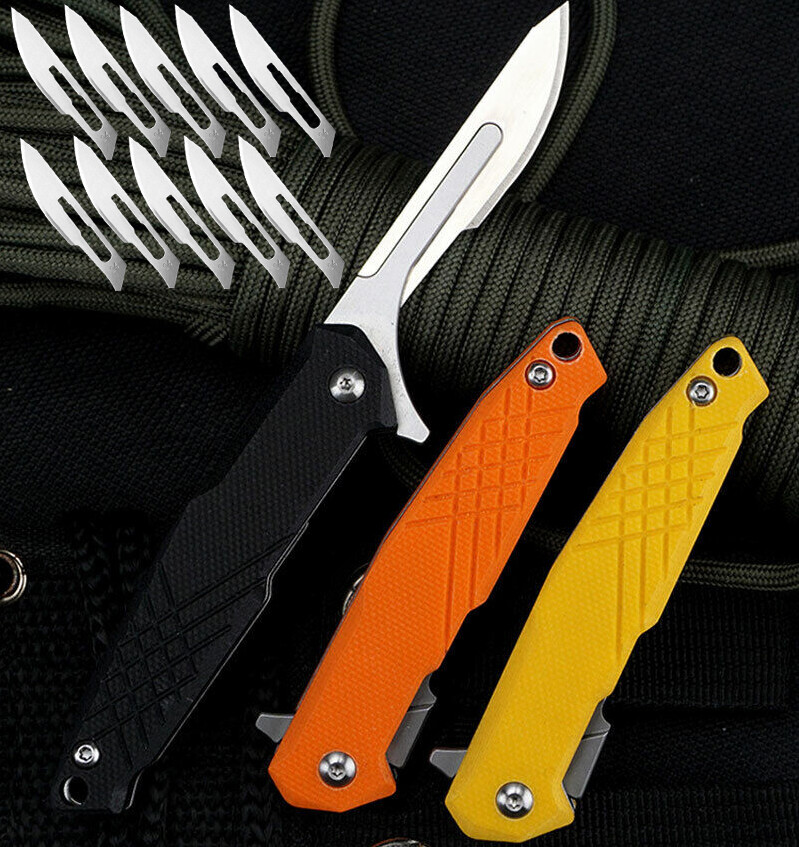 G10 Handle Pocket Folding Utility Knife Scalpel Blade Outdoor Camping ...