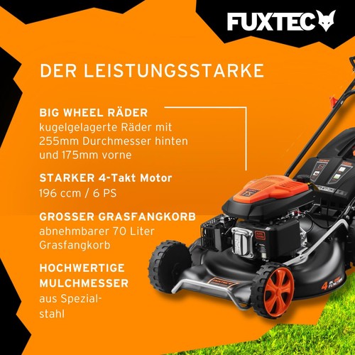 FUXTEC Benzin Rasenmäher mit 53cm Schnittbreite | 70L Fangkorb | FX ...