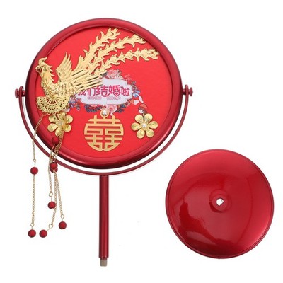 Decorative Red Desktop Mirror Bride Delicate Red Mirror Rotatable ...