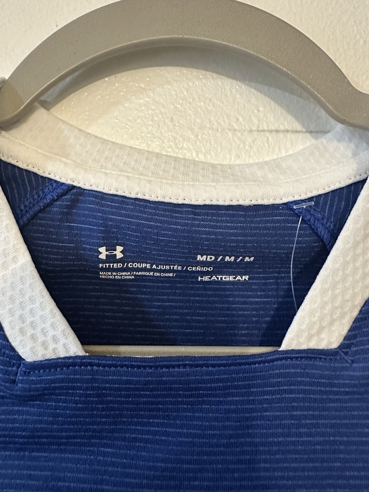 Under Armour W Match 2.0 HeatGear Jersey Blue White Fitted Polyester ...