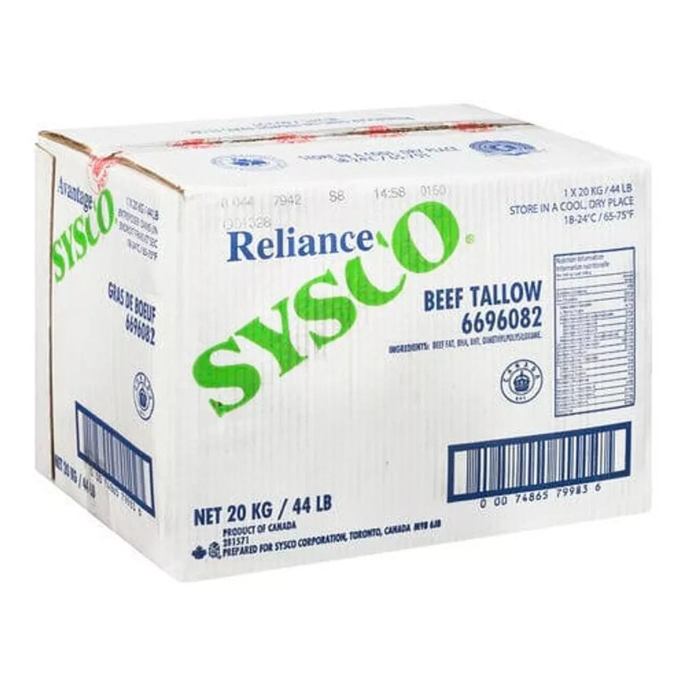 SYSCO Canadian Beef Tallow Cooking Oil Non-GMO - Food Grade -20kg/44lbs ...