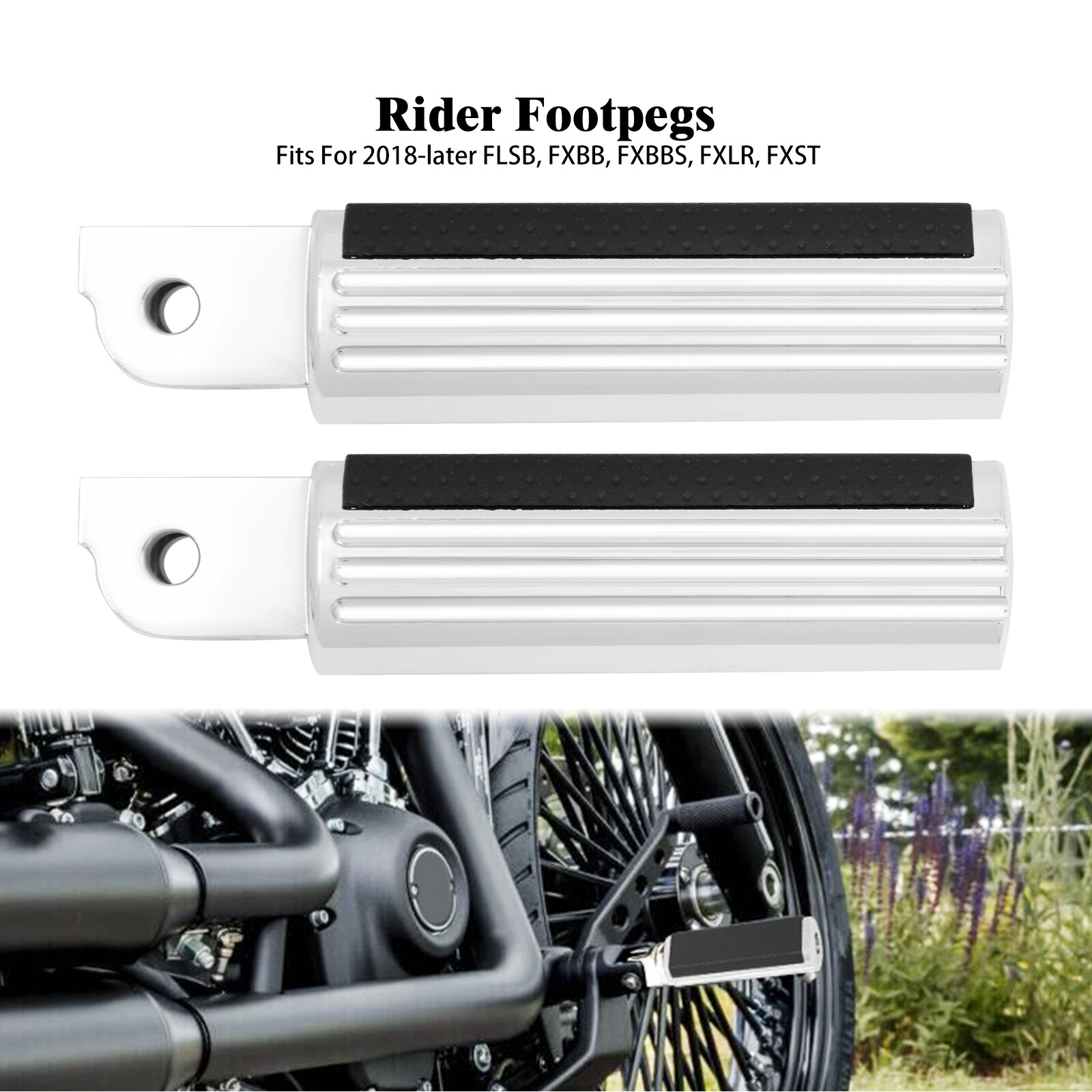 Non-Slip Defiance Front Rider Footpegs Footrests Fit For Harley Softail ...