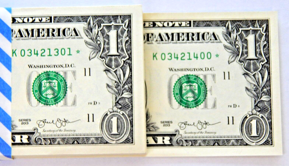 2013 (100) CONSECUTIVE STAR NOTES $1 DOLLAR BILL-UNCIRCULATED FULL BEP ...