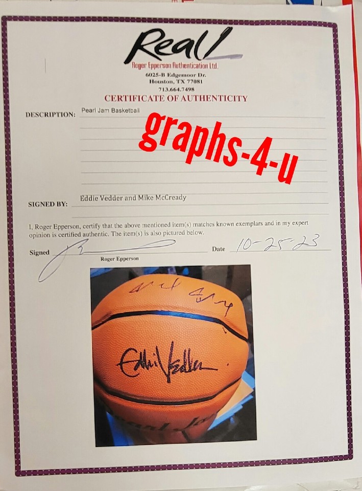 Eddie Vedder Signed Pearl Jam Autograph Mike McCready COA Pearl Jam ...