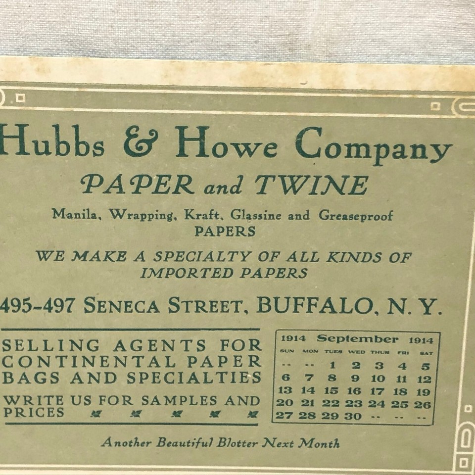 Vintage Ink Blotter Advertising Hubbs & Howe Company Paper & Twine ...