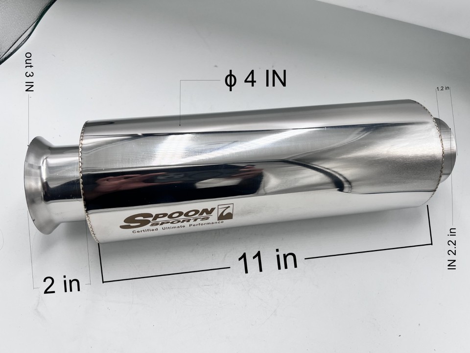 New Spoon Sports Exhaust Trumpet Muffler JDM IN 2.2" OUT 3" Lightweight ...