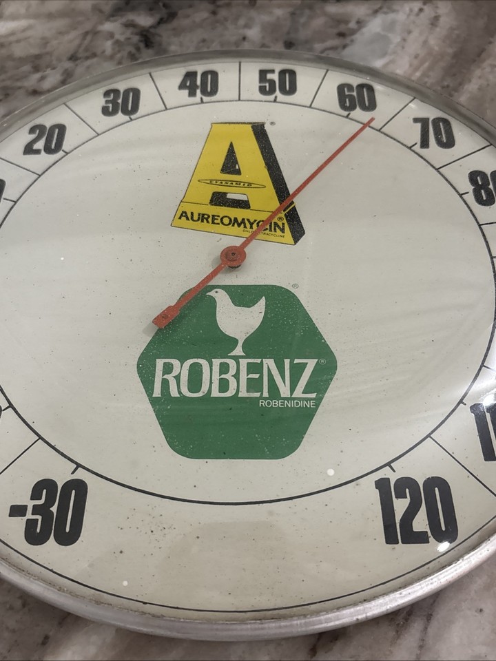 Vintage Robenz Aureomycin Poultry Eggs Chicken Thermometer Feed Co Rare ...