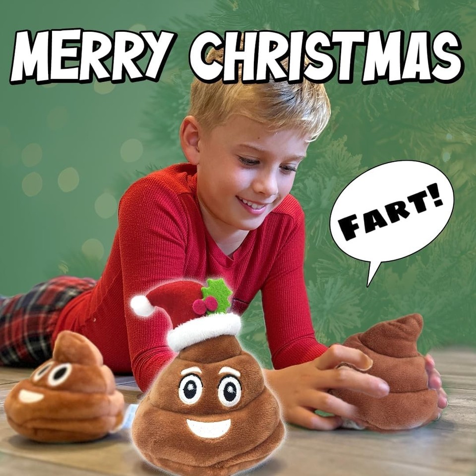 Farting Santa Poop Emoji Toy - 7 Funny Fart Sounds, Xmas Poop Toys ...