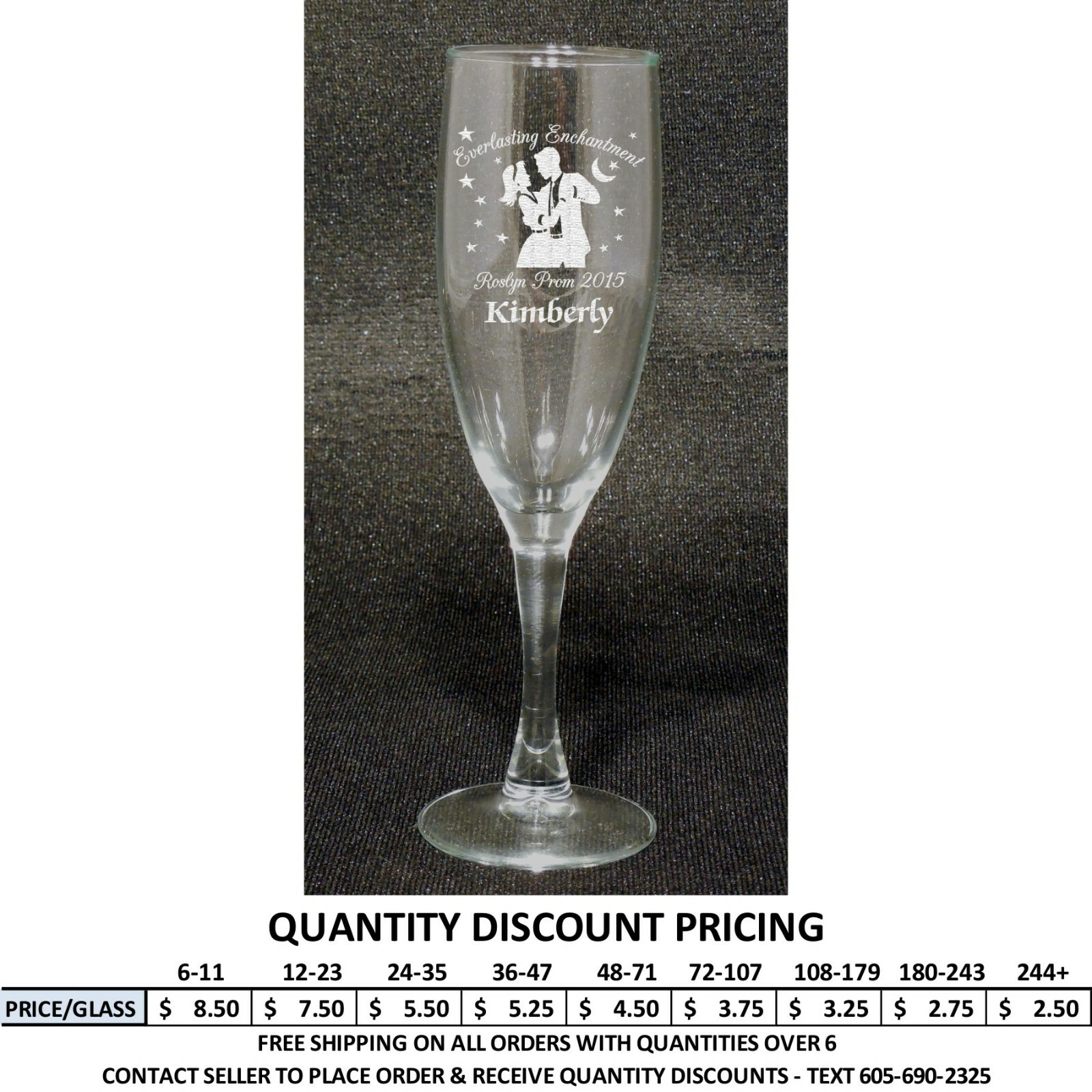 Prom Glasses Set of 12 Toasting Flute Custom Designs Laser Engraved ...