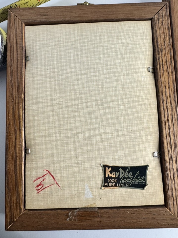 Vtg Kay Dee Linen Handprints Shadow Profile Silhouette Framed Label Lot ...