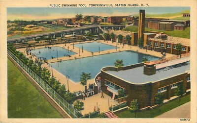 TOMPKINSVILLE STATEN ISLAND NEW YORK PUBLIC SWIMMING POOL LINEN ...