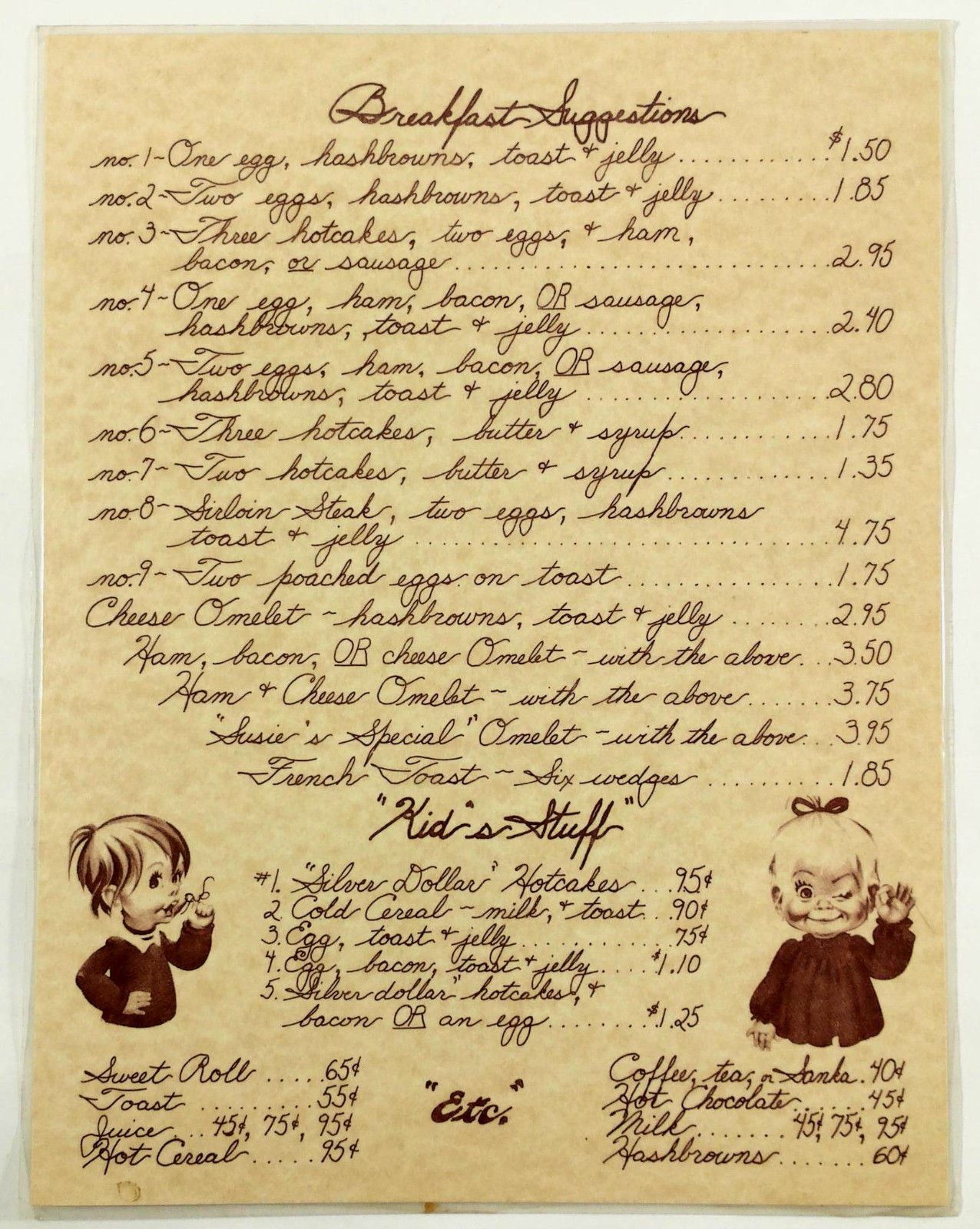 1970's Vintage LAMINATED Breakfast Menu PEPPER POD RESTAURANT & LOUNGE ...