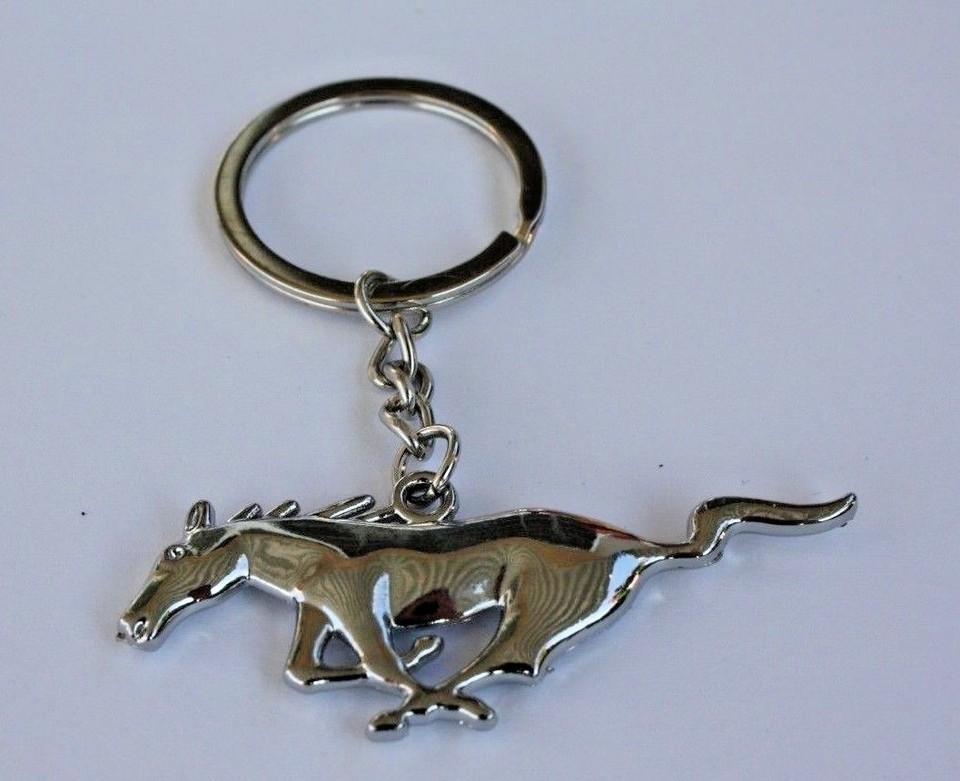 Mustang Chrome Pony Horse Key Chain Fob Ring Keychain GT500 Cobra Roush ...