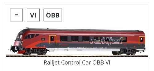Piko OBB Railjet Control Car 57672-4 HO Scale DC | eBay