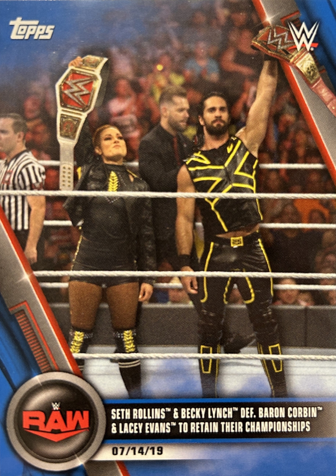 Seth Rollins & Becky Lynch Def. Baron Corbin & Lacey Evans Blue /25 ...