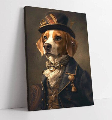 FUNNY FANCY BEAGLE DOG IN A SUIT ANTHROPOMORPHIC CANVAS WALL ART ...