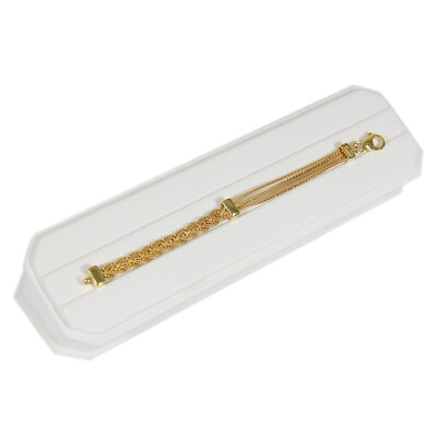 White Faux Leather 2 Bracelet Jewelry Display Holder Slanted Showcase ...