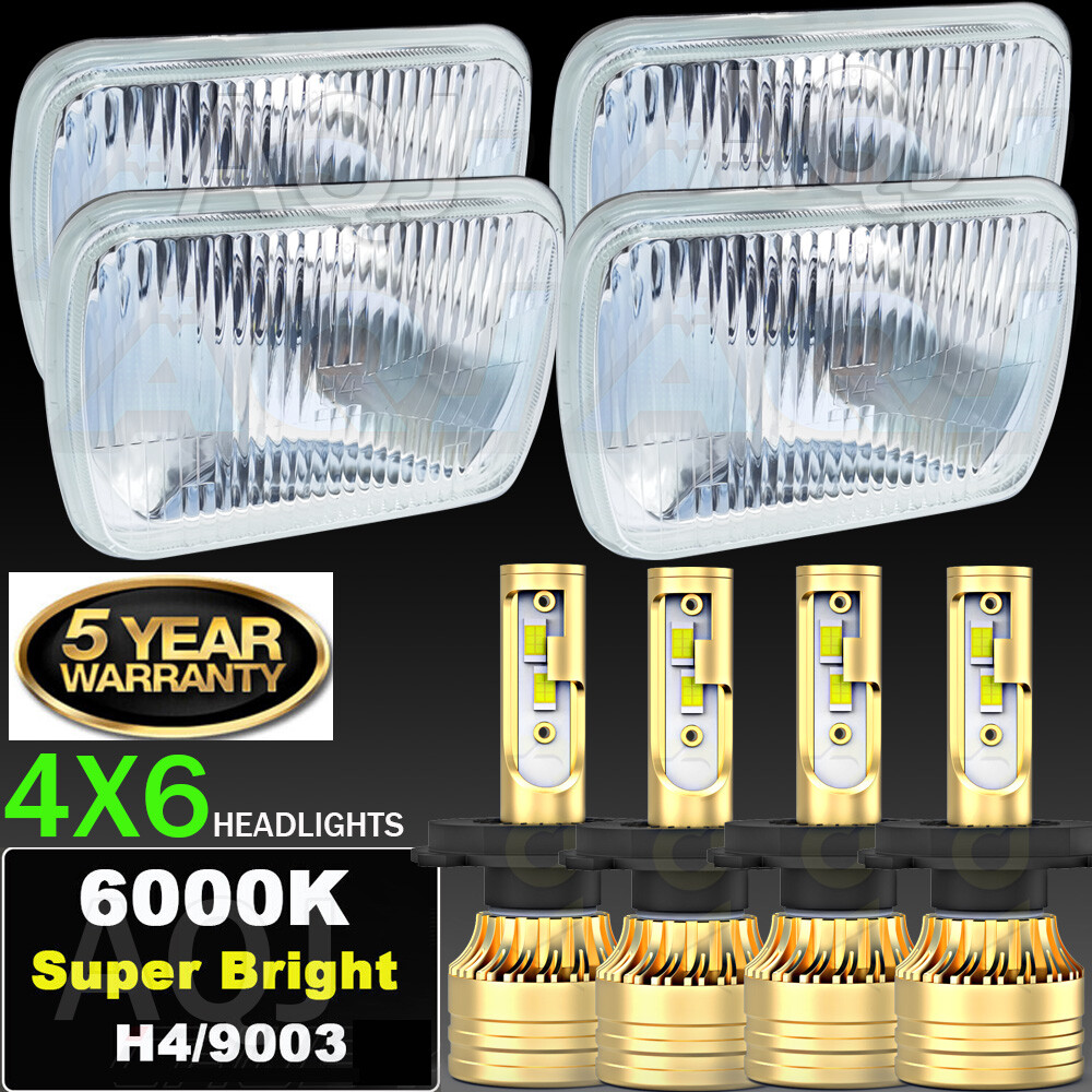 4X LED Headlights For Freightliner FLD120 FLD112 4''x6''Light Hi/Lo ...