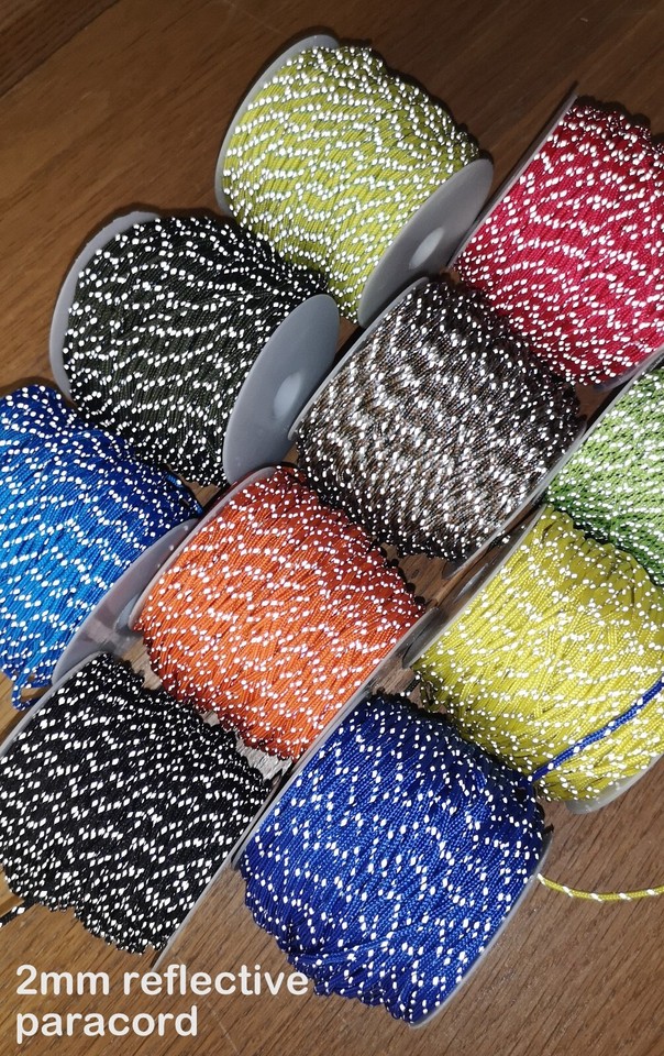 2mm Paracord Reflective Micro Cord Strong Bushcraft Lanyard Camping ...